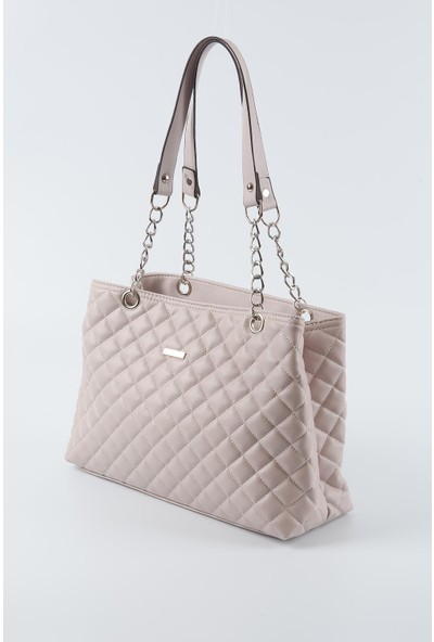 Crocos Kadın Zincir Detaylı Deri Askılı Astarlı 3 Bölme Büyük Kol ve El Çantası