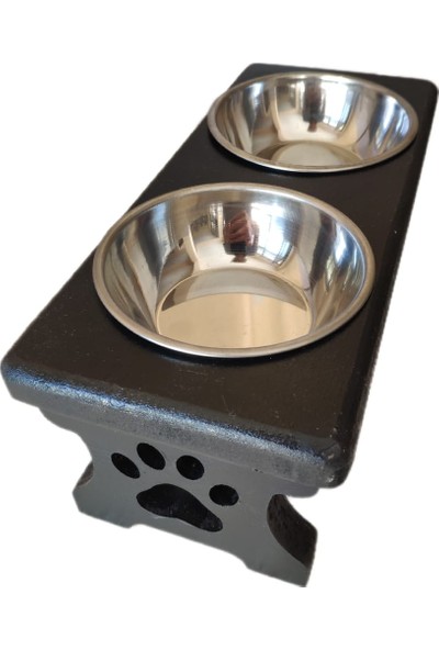 Owl Ahşap Mama ve Su Kabı 2'li Owl Ahşap Mama ve Su Kabı 2'li