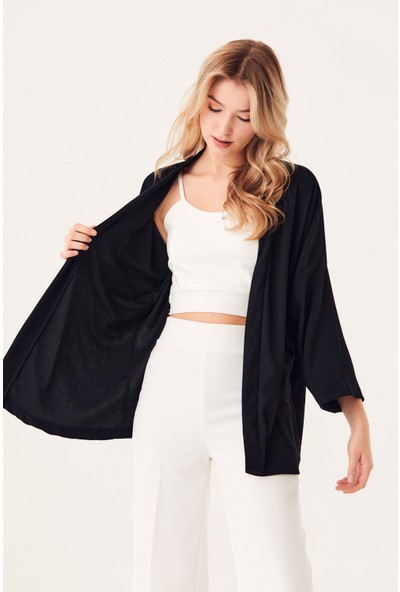 FullaModa Truvakar Kol Şal Yaka Ceket FullaModa Truvakar Kol Şal Yaka Ceket