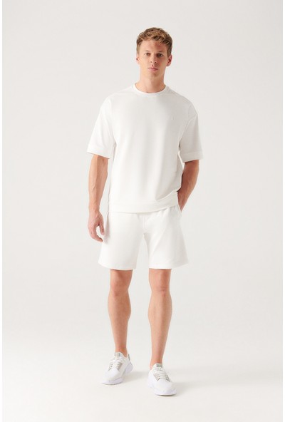 AVVA Örme Düz Şort_ekru