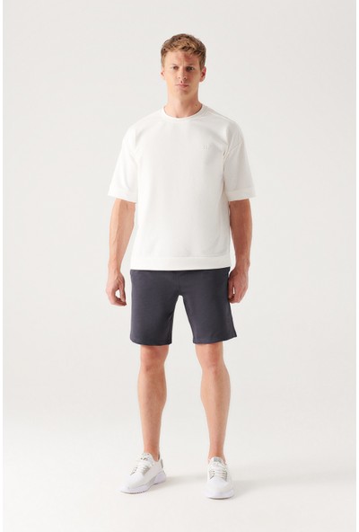 AVVA Örme Düz Şort_antrasit