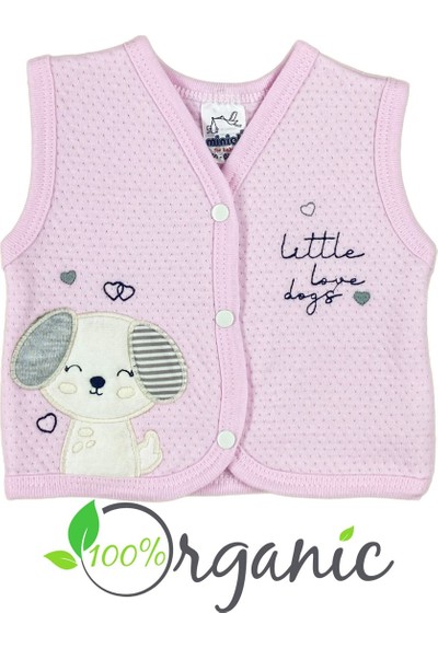 Miniel Kapitone Love Dogs Nakışlı Bebek Yelek - Pembe Miniel Kapitone Love Dogs Nakışlı Bebek Yelek - Pembe