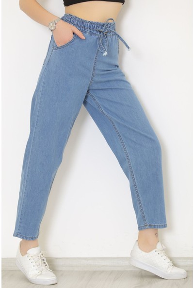 Hepsi Yeni Moda Hepsiyenimoda Beli Lastikli Kot Pantolon Açıkmavi Hepsi Yeni Moda Hepsiyenimoda Beli Lastikli Kot Pantolon Açıkmavi