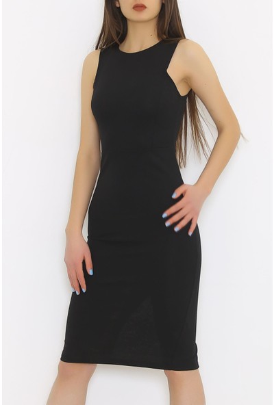 Hepsi Yeni Moda Hepsiyenimoda Yırtmaçlı Kalem Elbise Siyah