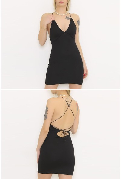 Hepsi Yeni Moda Hepsiyenimoda Sırt Dekolteli Elbise Siyah