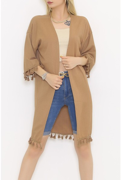 Hepsi Yeni Moda Hepsiyenimoda Ponponlu Kimono Sütlükahve