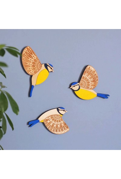 İmpivo Ahşap Dekoratif 3'lü Kuş Tablo