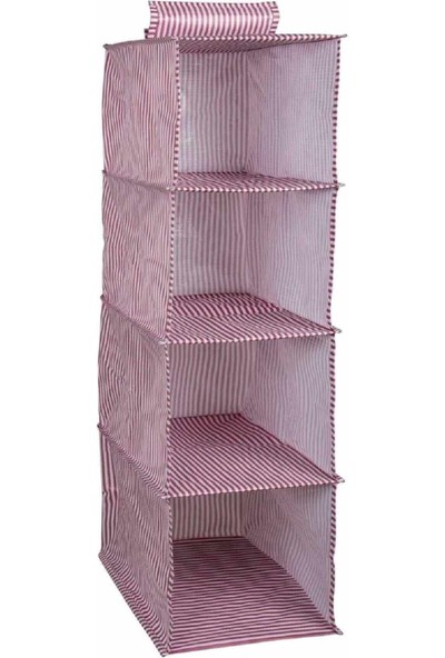 Kobal Business  4 Gözlü Dolap Organizer - Pembe Çizgili