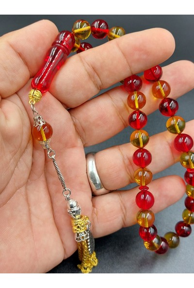 İbrahim Altıntaş Küre Kesim Kırmızı-Sarı Kehribar Tespih