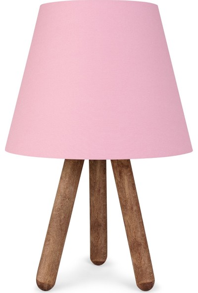 Decorev Üç Ayaklı Ahşap Abajur - Pembe
