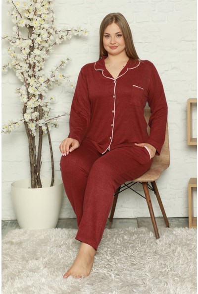 Moda Çizgi Kadın Pamuklu Cepli Uzun Kol Büyük Beden Pijama Takım 202051 Moda Çizgi Kadın Pamuklu Cepli Uzun Kol Büyük Beden Pijama Takım 202051