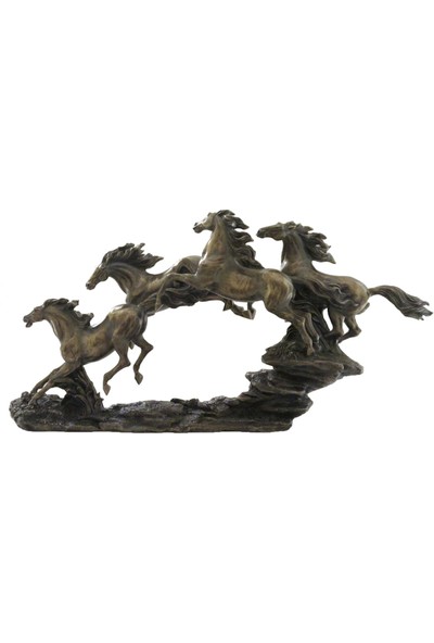 Veronese Koşan Atlar Heykeli Bronz Renk Biblo 70X35CM Veronese Koşan Atlar Heykeli Bronz Renk Biblo 70X35CM