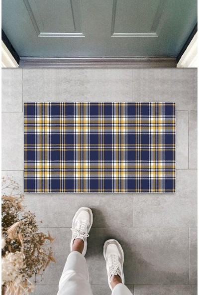 Cotton Garden Dekoratif Dijital Pötikare Lacivert Kapı Paspası Dış Mekan Paspas PS1060 Cotton Garden Dekoratif Dijital Pötikare Lacivert Kapı Paspası Dış Mekan Paspas PS1060