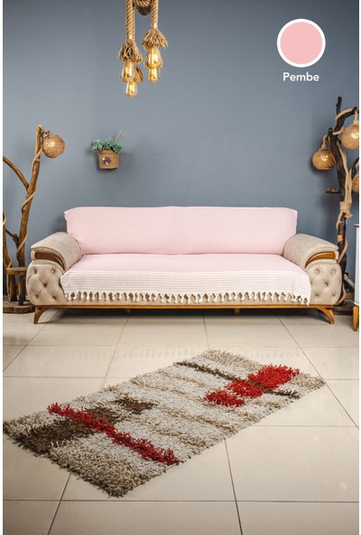 Naturel El Bağlama Koltuk Örtüsü Pembe 170X220 Naturel El Bağlama Koltuk Örtüsü Pembe 170X220