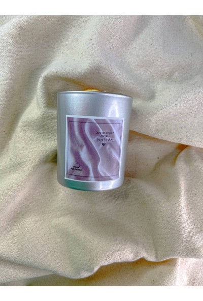 Kija Home Gümüş Cam Parafin Süreli Lavanta Kokulu Mum Tarçın Portğal Çekirdekleri ile