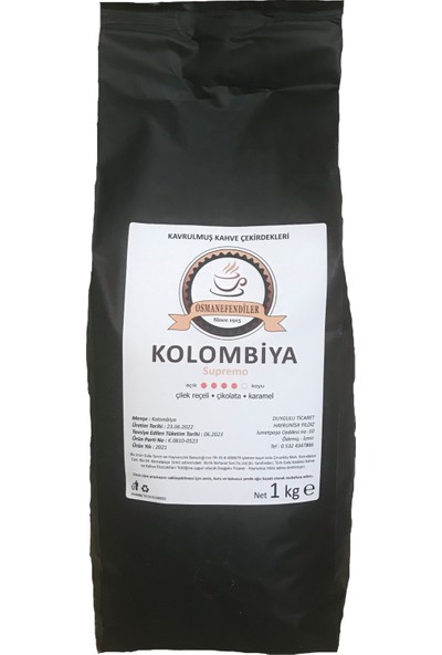 Osman Efendiler Kolombiya Supremo Kavrulmuş Kahve Çekirdeği 1 kg