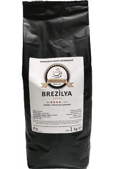 Osman Efendiler Brezilya Santos Kavrulmuş Kahve Çekirdeği 1kg
