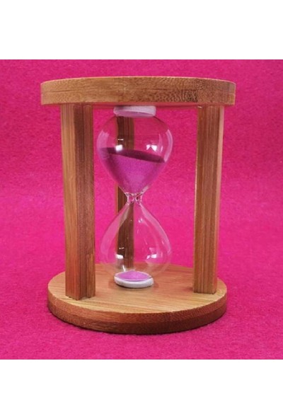 Hediye Butik Ahşap Pembe Kum Saati 5 Dakika
