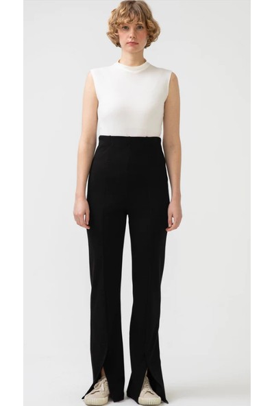 Touche Touche-Yırtmaçlı Çelik Pantolon Siyah