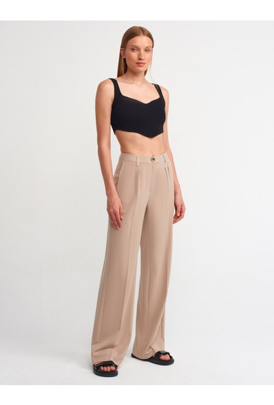 Dilvin 70520 Geniş Paça Pantolon-Vizon