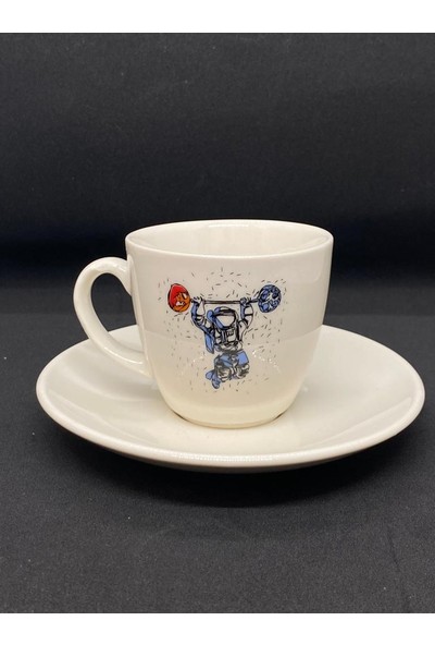 Astronot Krem Türk Kahvesi Fincanı
