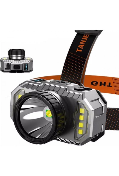 PS-010 800 Lümen Zoomlu Şarj Göstergeli Cob LED Usb'li Şarjlı Kafa Lambası