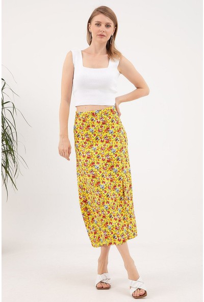 Selenay Store Desenli Yazlık Yırtmaçlı Etek % 100 Viscose