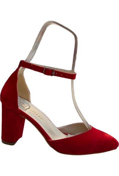 Femin 085 Bilek Bağlamalı Toğpuklu Ayakkabı /kırmızı Süet/38