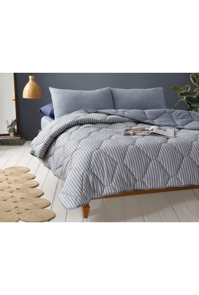 English Home Comfy Stripe Ipliği Boyalı King Size Uyku Seti 240 x 220 cm Mavi English Home Comfy Stripe Ipliği Boyalı King Size Uyku Seti 240 x 220 cm Mavi