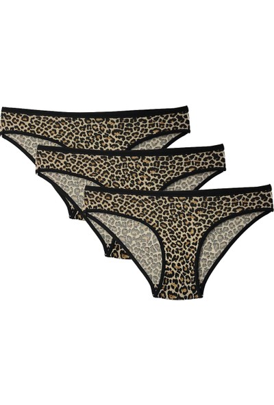 Kadın Bikini Külot Leopar Desenli 3'lü Paket