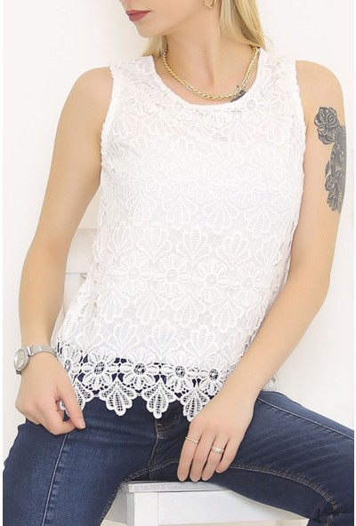İsunstore Dantelli Bluz Beyaz - 9650.224.