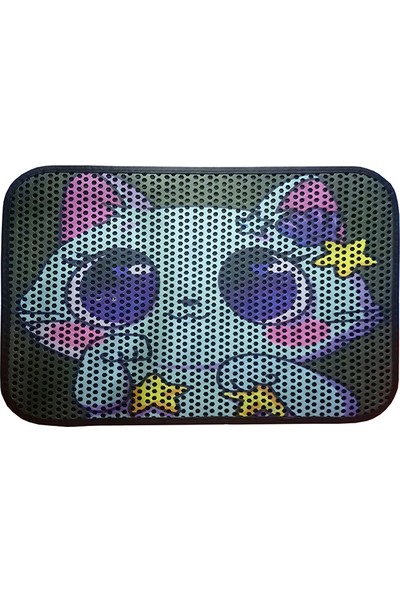 Woisco Desenli Elekli Kedi Tuvaleti Önü Paspası, Kum Toplayıcı, Yıkanabilir, 60X45 cm Woisco Desenli Elekli Kedi Tuvaleti Önü Paspası, Kum Toplayıcı, Yıkanabilir, 60X45 cm