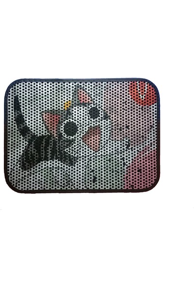 Woisco Desenli Elekli Kedi Tuvaleti Önü Paspası, Kum Toplayıcı, Yıkanabilir, 60X45 cm Woisco Desenli Elekli Kedi Tuvaleti Önü Paspası, Kum Toplayıcı, Yıkanabilir, 60X45 cm