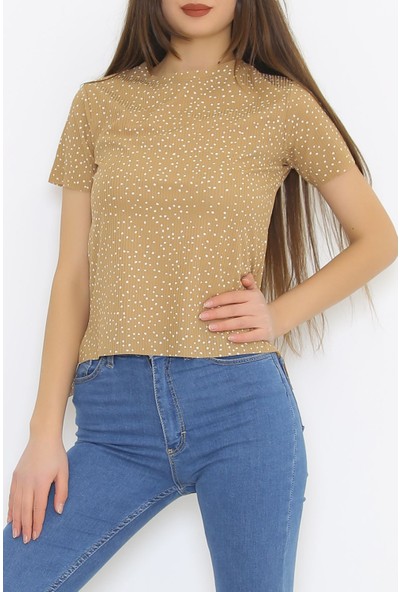 Kaşkorse Yırtmaçlı Tişört Sütlükahve - 1648.1095.