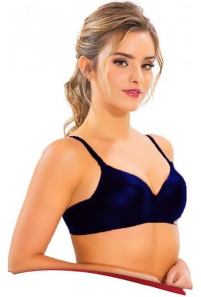 Royaleks Balenli Destekli Silikonlu Deri Içi Dolu Sütyen Mürdüm