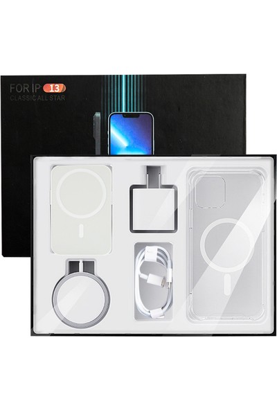 Semgears iPhone Uyumlu 13 Pro Için Magsafe Hızlı Şarj 5'i 1 Arada Aksesuar Paketi - Beyaz (Yurt Dışından) Semgears iPhone Uyumlu 13 Pro Için Magsafe Hızlı Şarj 5'i 1 Arada Aksesuar Paketi - Beyaz (Yurt Dışından)