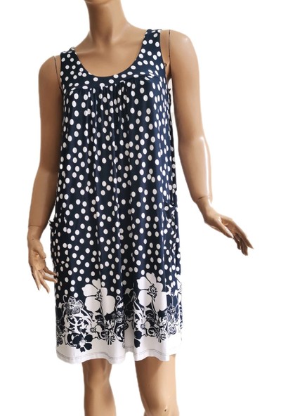 Boutiqua Büyük Beden Puanlı Cepli Elbise