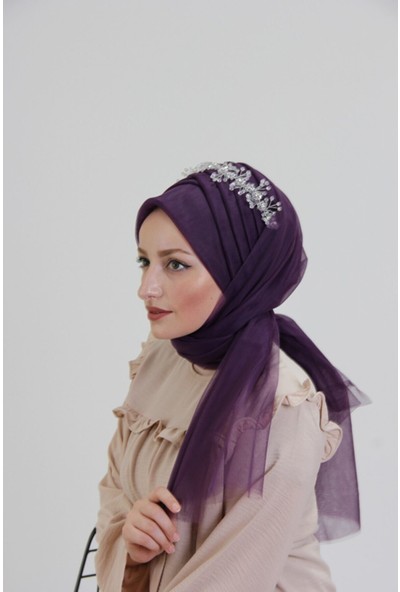 Elegance Scarf Hazır Şal Lüx Likralı Hayal Tül Kumaş