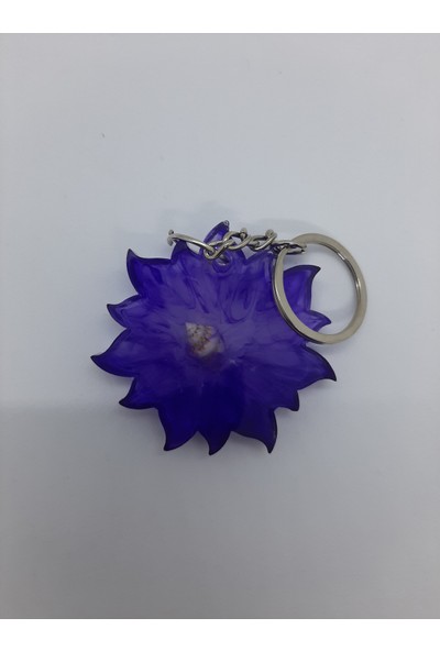 Mor Beyaz Deniz Kabuklu Epoksi Anahtarlık