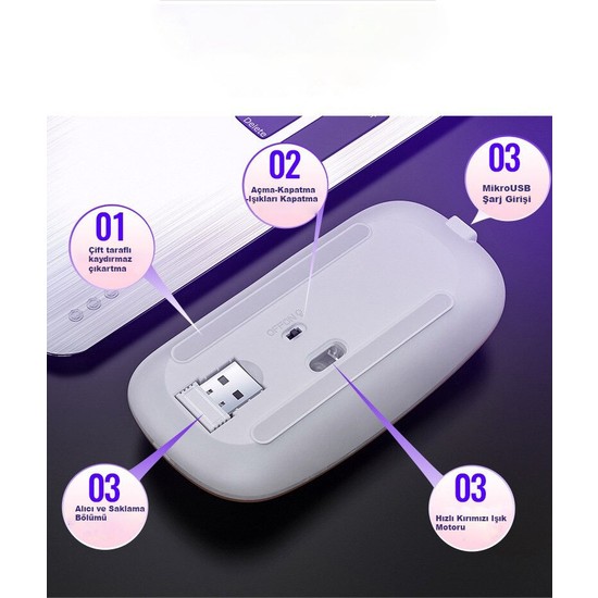 Techtic 2.4ghz USB Alıcılı Kablosuz Optik Mouse Fare Şarj Fiyatı