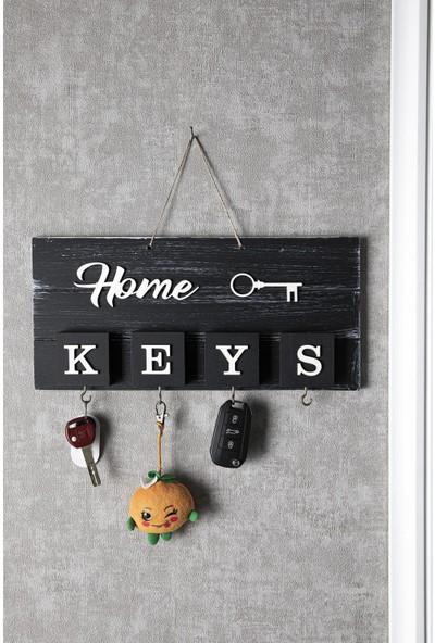 Doreline Home Keys El Yapımı Ahşap Anahtar Askısı, Pano Anahtarlık Siyah Renk Doreline Home Keys El Yapımı Ahşap Anahtar Askısı, Pano Anahtarlık Siyah Renk