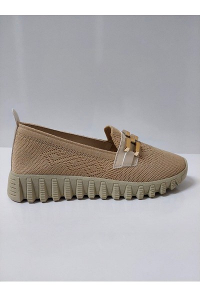 Daisy Üstten Zincir Detaylı Örgü Kumaş Ortopedik Babet Bej Daisy Üstten Zincir Detaylı Örgü Kumaş Ortopedik Babet Bej