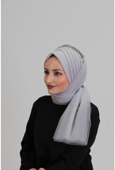 Elegance Scarf Hazır Lüx Hayal Tül Kumaş Şal Üç Geçmeli