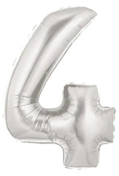 SAM Şekilli Supershape Silver Rakam Folyo Balon 4 Numara SAM Şekilli Supershape Silver Rakam Folyo Balon 4 Numara
