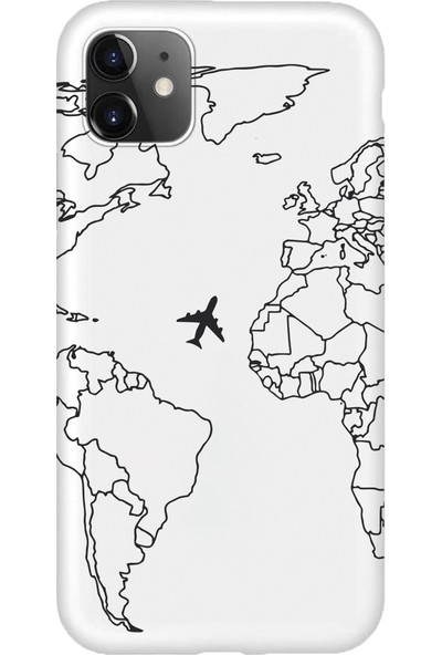 ShoptoCase Apple iPhone 11 Çizgisel Dünya Haritası - 2 Desenli Telefon Kılıfı ShoptoCase Apple iPhone 11 Çizgisel Dünya Haritası - 2 Desenli Telefon Kılıfı