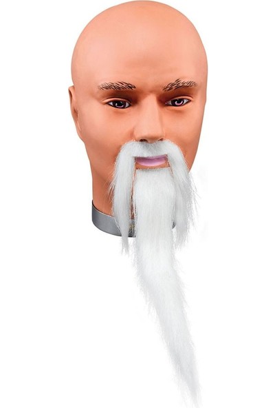 Nefertiya Kırçıllı Uzun Keçi Çin Sakalı ve Bıyığı Beyaz Renk