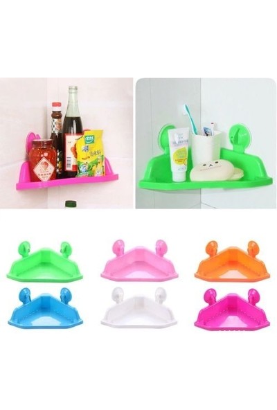 Vantuzlu Banyo Köşe Rafı