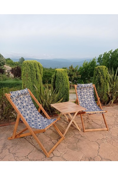 Ayzenbi Katlanır Balkon Teras Bahçe Plaj Şezlong Eşli Set