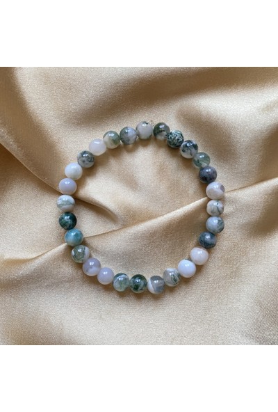 Vega Yosunlu Akik Doğaltaş Bileklik 6mm