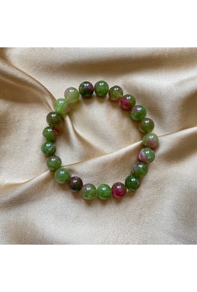 Vega Pembe-Yeşil Ceyt Taşı Bileklik 8mm